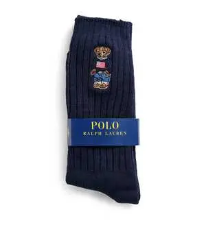 Polo Ralph Lauren Rib-knit Polo Bear Socks - Navy
