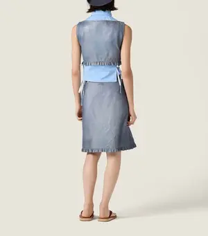 Miu Miu Nappa Leather Ruffle Midi Skirt