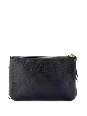LOUIS VUITTON Double Zip Pochette Monogram Empreinte Leather Clutch Bag - Black