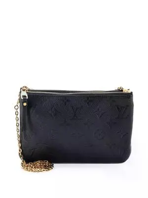 LOUIS VUITTON Double Zip Pochette Monogram Empreinte Leather Clutch Bag
