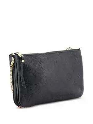 LOUIS VUITTON Double Zip Pochette Monogram Empreinte Leather Clutch Bag
