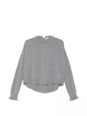 CIRCUS HOTEL Embellished Crew Neck Sweater - Silver