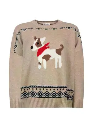 Max Mara Dog-intarsia Fair Isle-knit Sweater