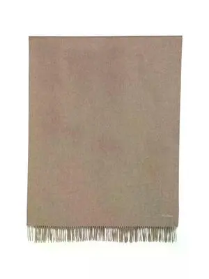 Max Mara Fringed Logo-embroidered Scarf - Neutrals