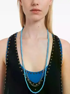 HTC LOS ANGELES Watermary Beaded Multi-strand Necklace - Silver