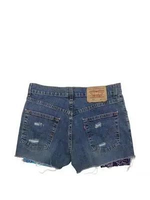 HTC LOS ANGELES Distressed Bandana-insert Denim Shorts