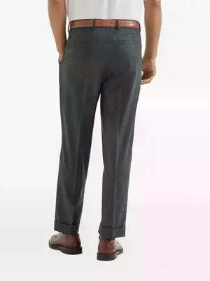 Brunello Cucinelli Virgin Wool Flannel Trousers With Pleat