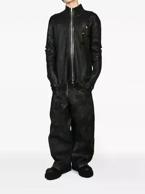 FILTH Waxed Distressed-knit Cardigan