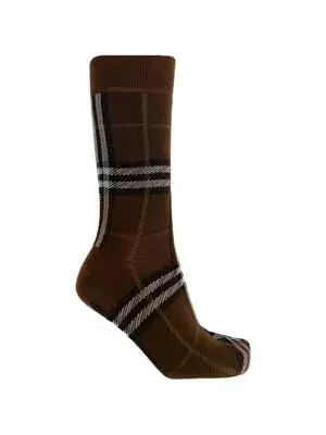 Burberry Check-pattern Socks - Brown