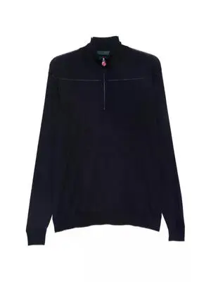 Kiton Quarter-zip Mock-neck Sweater - Blue