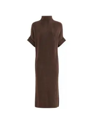 Brunello Cucinelli Cashmere Rib-knit Mock-neck Dress - Brown