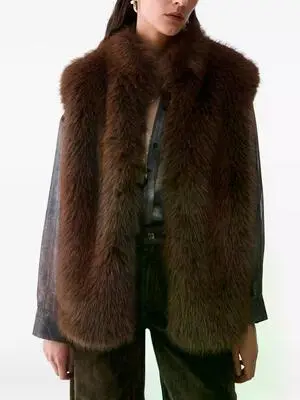 Liu Jo Faux Fur Belted Vest - Brown