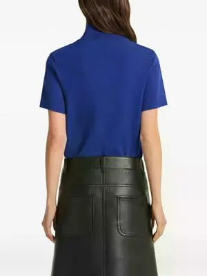 COURREGES Milano Knit Ribbed-collar Top - Blue