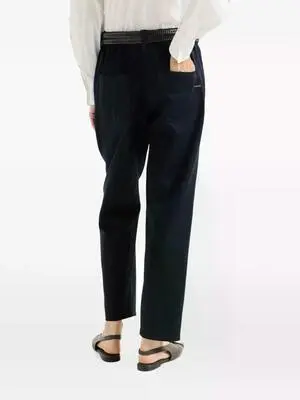 Brunello Cucinelli Stretch Cotton Cover Baggy Pull-on Trousers With Shiny Bartack