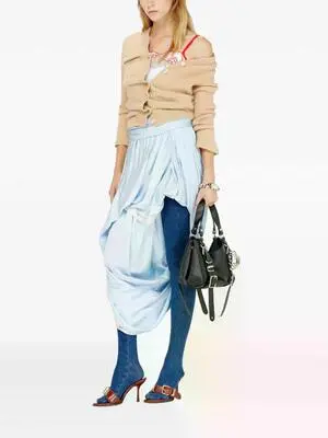 DIESEL® Draped Satin Midi Skirt With Lace-trim