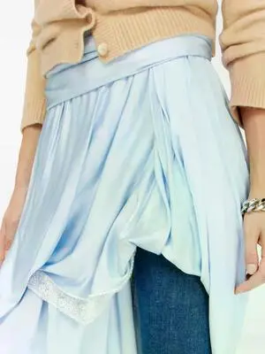 DIESEL® Draped Satin Midi Skirt With Lace-trim