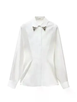 Versace Embellished-collar Cotton Poplin Shirt - White
