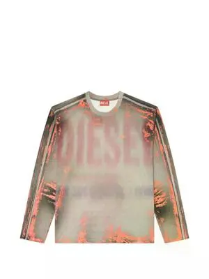 DIESEL® Long-sleeve T-shirt In Cracked Jersey - Grey