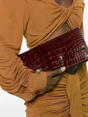 TOM FORD Lost Cherry Crocodile-effect Clutch Bag - Red