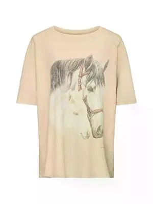 MAISON MARGIELA Horse-portrait Short-sleeve T-shirt - Neutrals