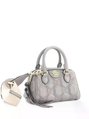Gucci Ophidia Convertible Boston Top Handle Bag Gg Matelasse Leather Mini Crossbody Bag - Grey