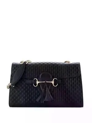 Gucci Emily Chain Flap Bag Microguccissima Leather Medium Shoulder Bag - Black