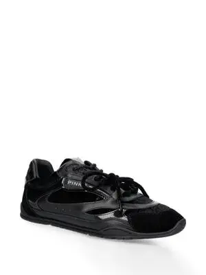 Pinko Yulia 01 Logo-plaque Panelled Leather Sneakers - Black