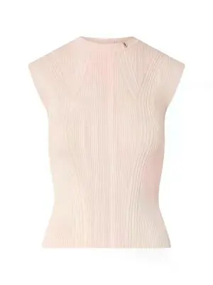 Liu Jo Ribbed Knit Sleeveless Top With Button Detailing - Neutrals