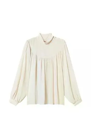 TWINSET Crêpe De Chine Blouse With Gathering - Neutrals
