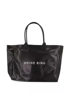 ANINE BING Leo Coated Canvas Tote - Black