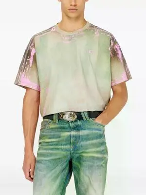DIESEL® T-shirt In Cracked Leather-effect Jersey
