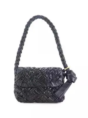 Bottega Veneta Kalimero Citta Intrecciato Plisse Leather Shoulder Bag - Black
