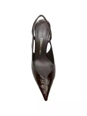 FERRAGAMO Croc-effect Slingback Pumps