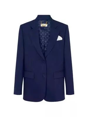 Elisabetta Franchi Jacket In Gabardine Fabric - Blue