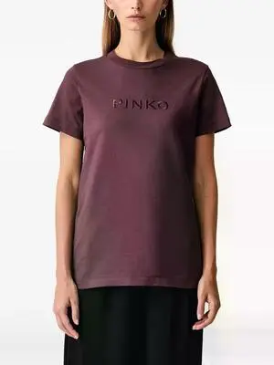 Pinko Embroidered-logo Cotton T-shirt - Red