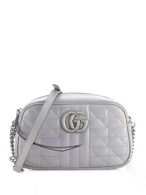 Gucci Gg Marmont Shoulder Bag Mixed Matelasse Leather Small Crossbody Bag - Grey