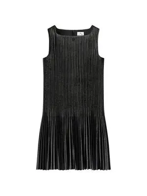 COURREGES Pleated Vinyl Mini Dress - Black