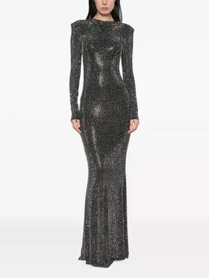 TWENTY FOURHAITCH Crystal-embellished Long-sleeve Maxi Dress