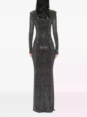 TWENTY FOURHAITCH Crystal-embellished Long-sleeve Maxi Dress