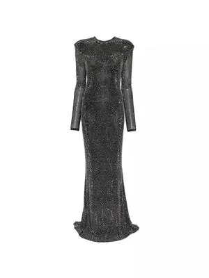 TWENTY FOURHAITCH Embellished Long-sleeve Maxi Dress - Black