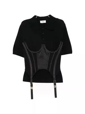 Elisabetta Franchi Ribbed-knit Short-sleeve Polo Shirt