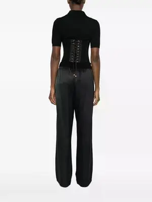 Elisabetta Franchi Ribbed-knit Short-sleeve Polo Shirt