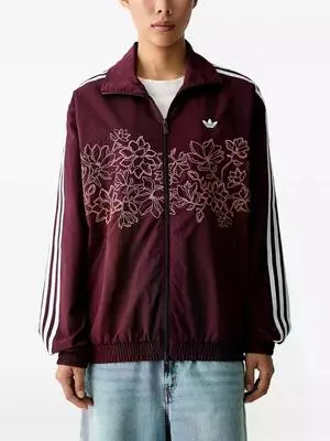 Adidas Floral Gfx Firebird Floral-embroidered Zip-up Sweatshirt - Brown