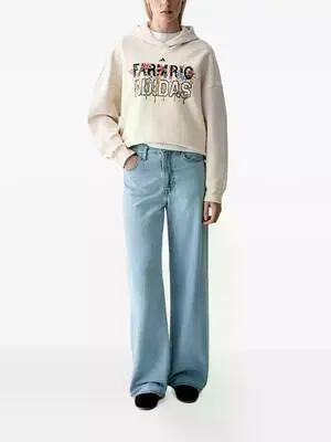 Adidas X Farm Rio Floral-print Logo-print Hoodie - Neutrals