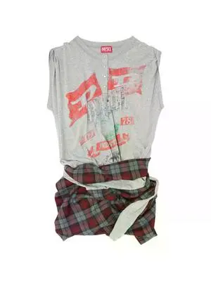 DIESEL® Playsuit In Jersey-and-check Wool