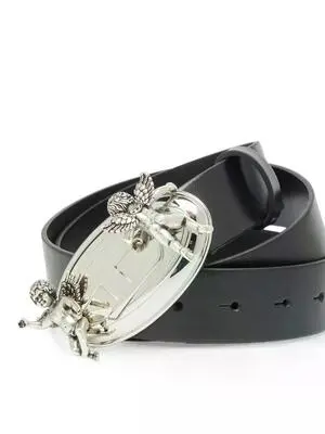 DIESEL® 3.5cm Leather Belt With Cherub Oval D Buckle