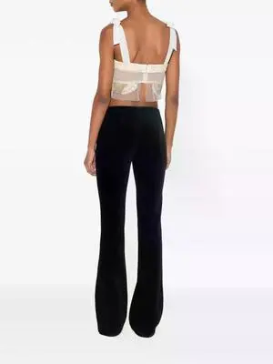 Elisabetta Franchi Tulle And Tweed Top With Feathers