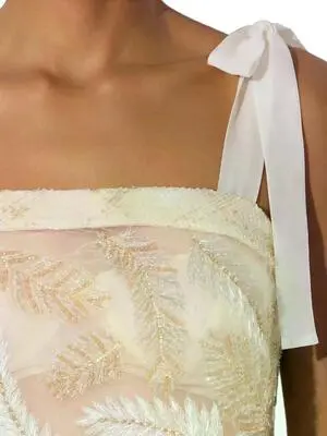 Elisabetta Franchi Tulle And Tweed Top With Feathers