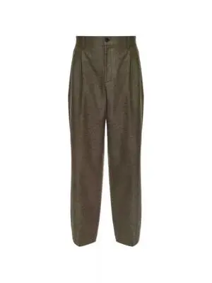 GOLDEN GOOSE Pleated Wool Trousers - Green