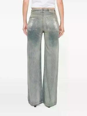 CIRCUS HOTEL Sequin-embellished Wide-leg Jeans